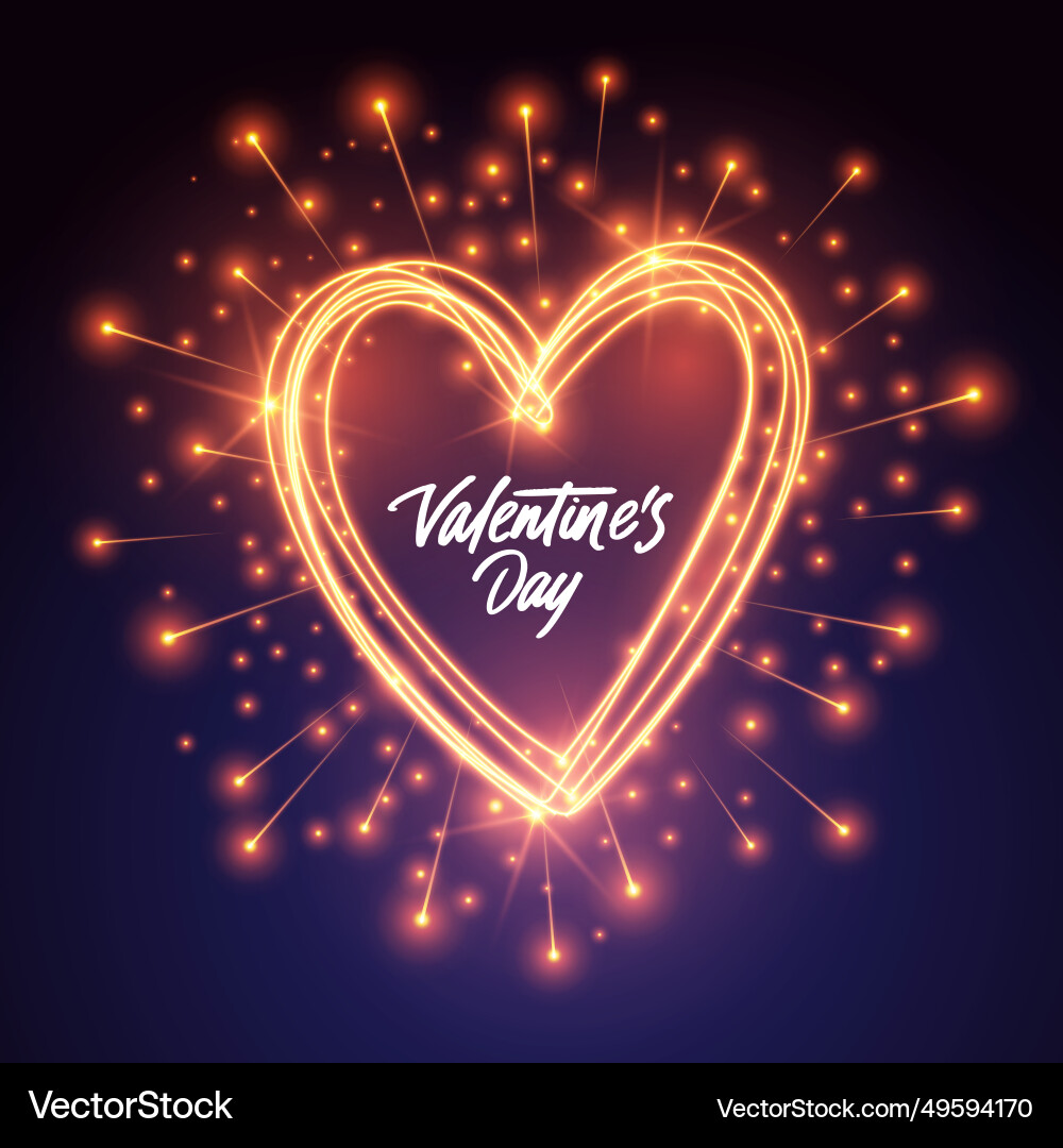 Heart firework light glow shine sparkle love neon Vector Image