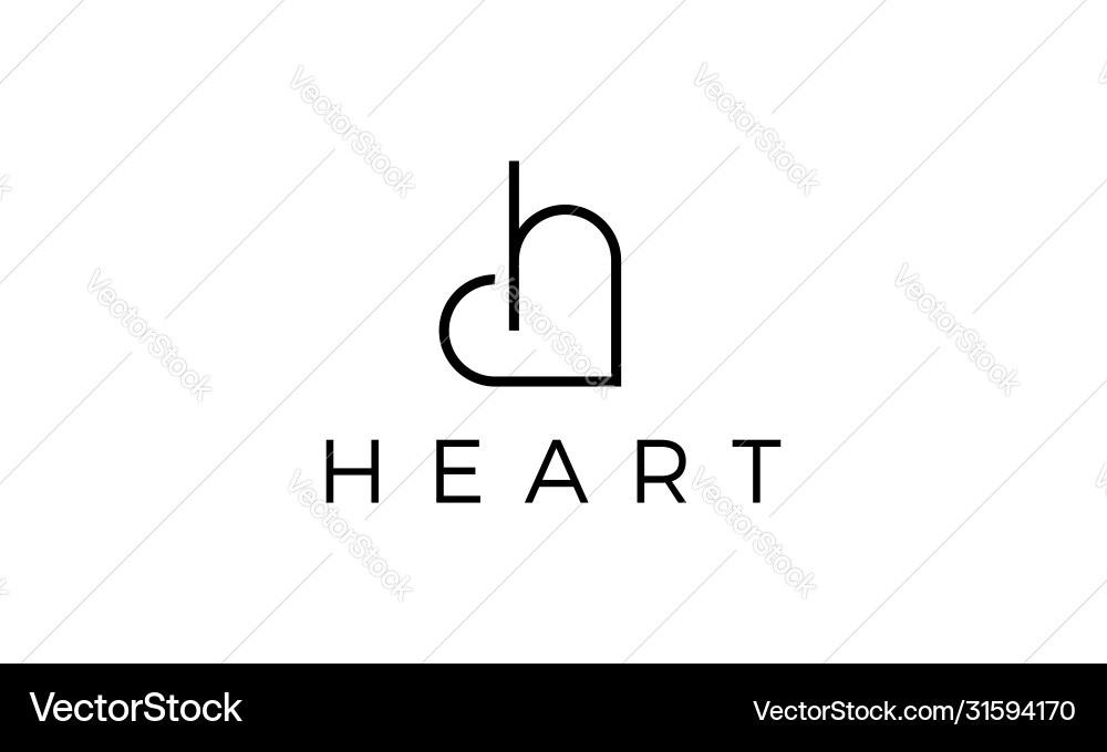 Initial h with love or heart logo design concept Vector Image