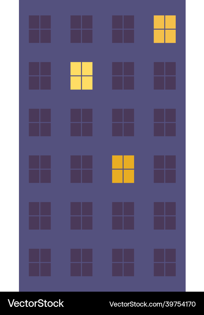 Night windows of multi-storey building lights Vector Image