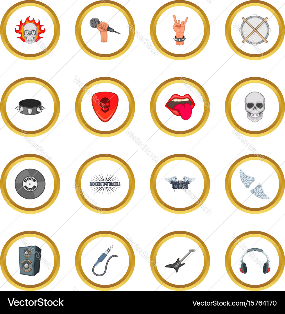Rock music icons circle Royalty Free Vector Image