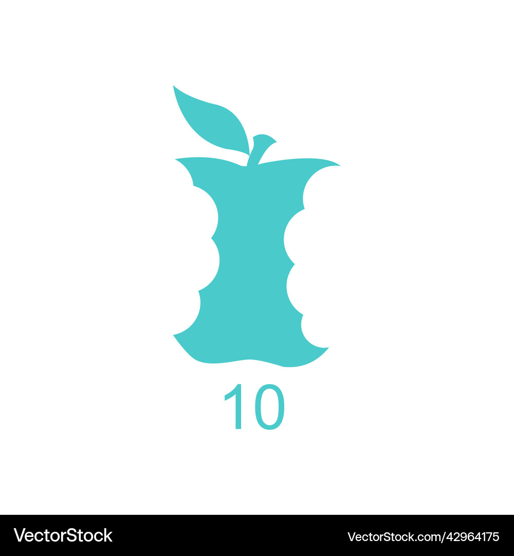 10 percent eaten apple Royalty Free Vector Image