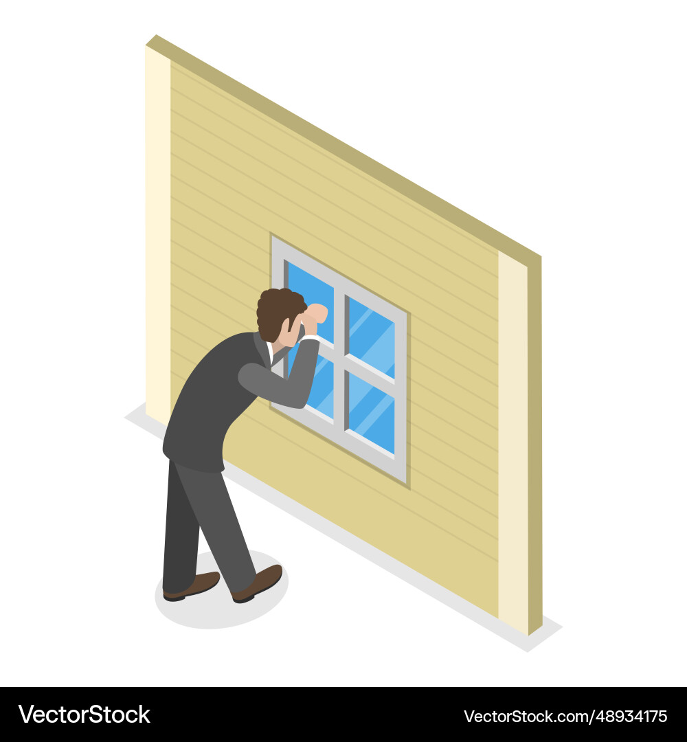3d isometric flat set of peeking people Royalty Free Vector
