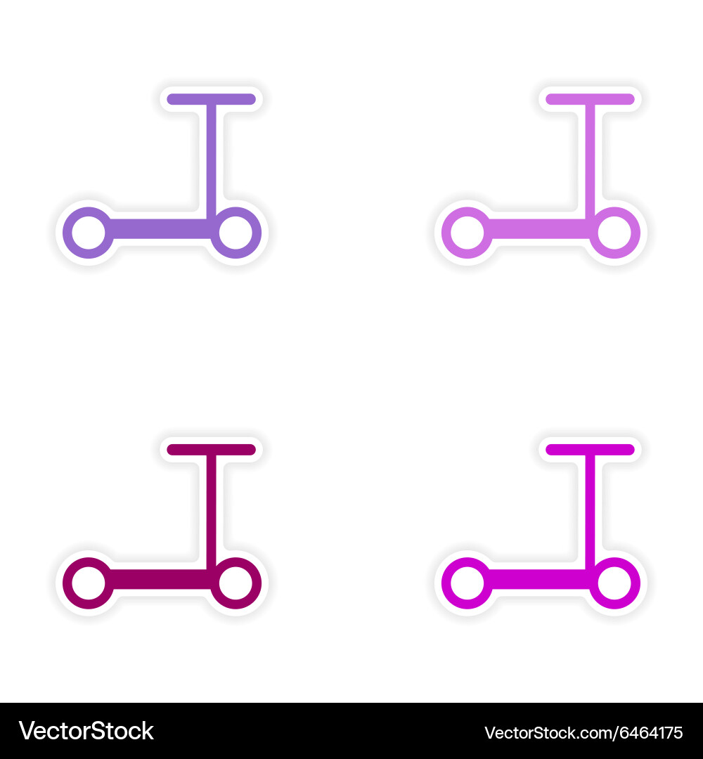 Assembly realistic sticker design on paper scooter