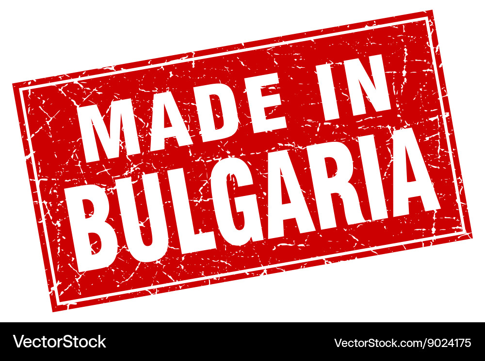 Bulgaria red square grunge made in stamp Vector Image