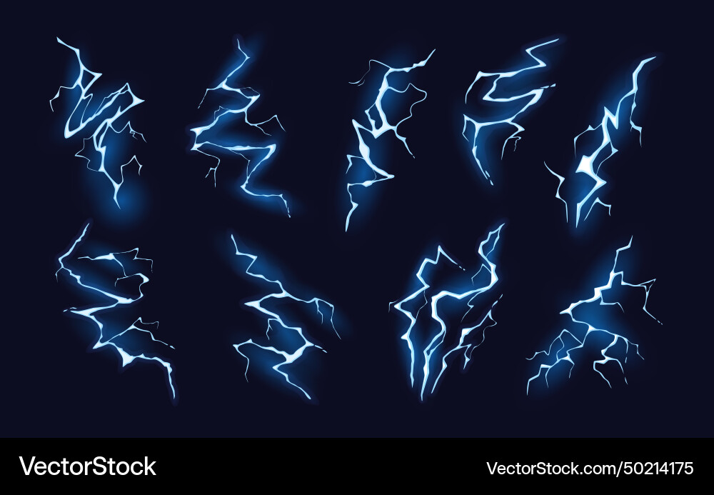 Cartoon lightning effect electricity discharge Vector Image
