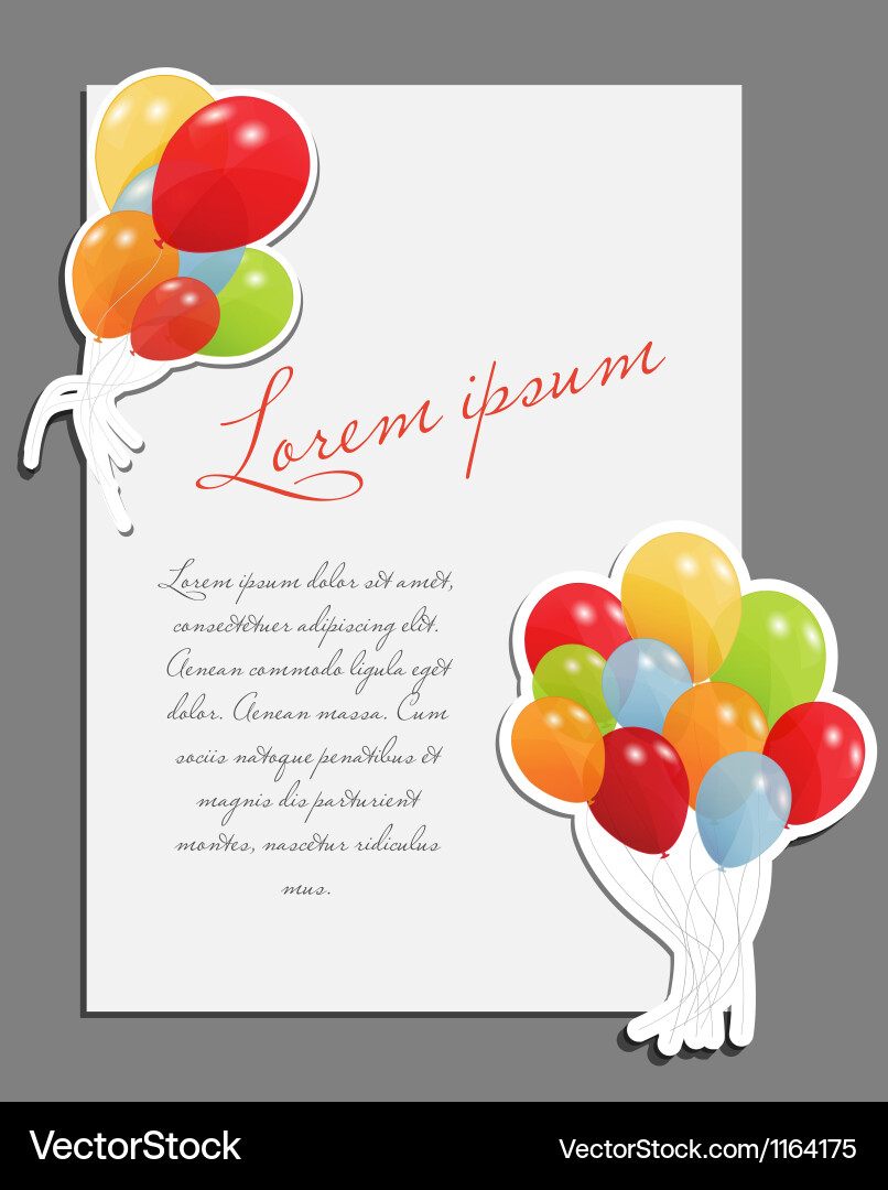 Celebrating blank page with balloons Royalty Free Vector