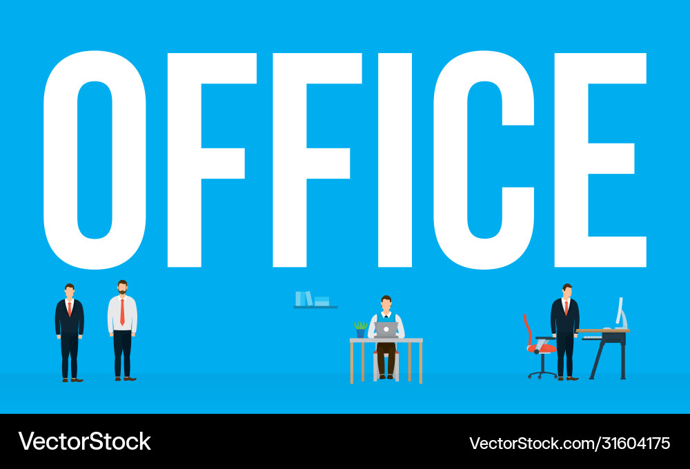 Corporate businessmen and office text Royalty Free Vector