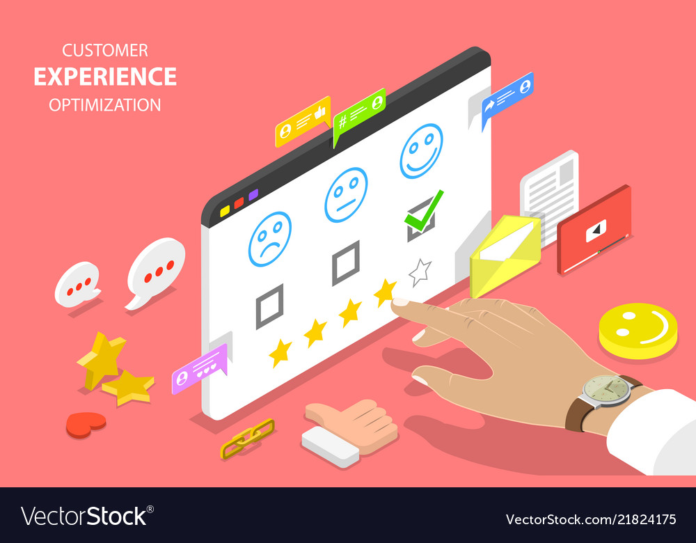 Customer experience optimization isometric flat Vector Image