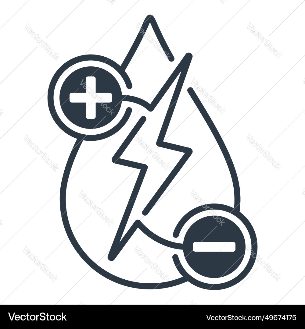 Electrolyte water drink icon - ions in drop Vector Image