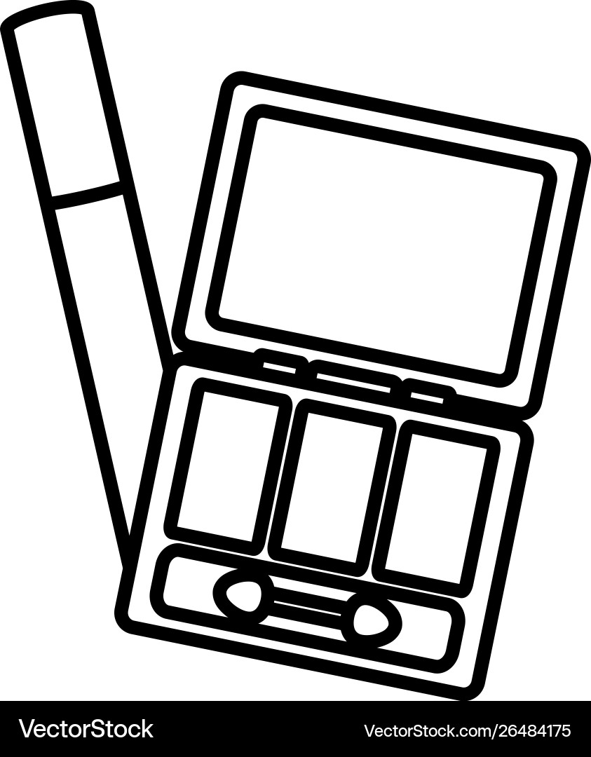 Eye shadows with brush and mirror make up drawing Vector Image