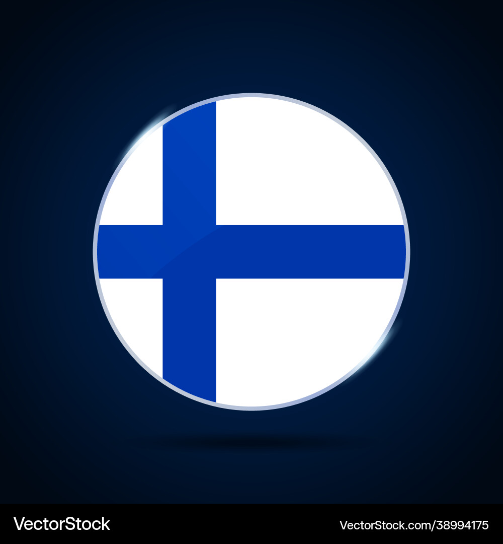 Finland national flag circle button icon simple Vector Image