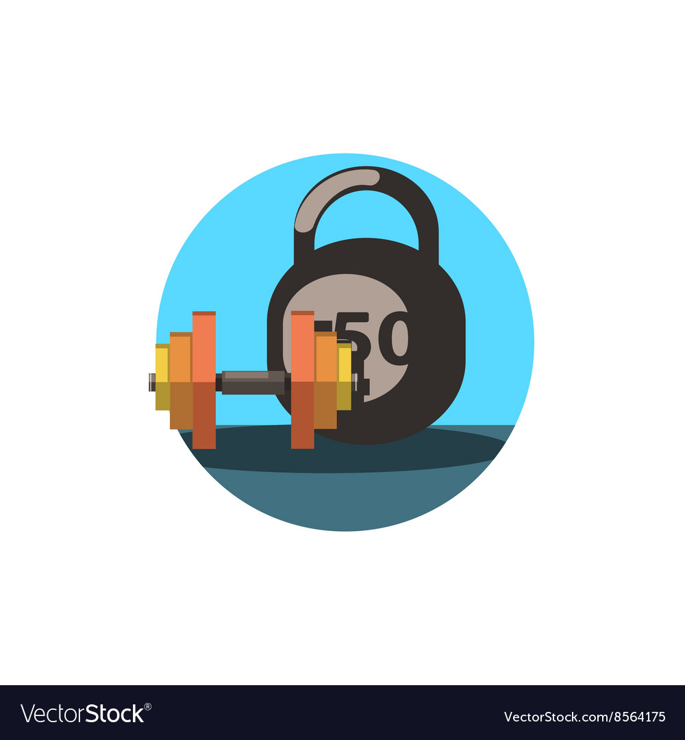 Gym weights round sticker Royalty Free Vector Image
