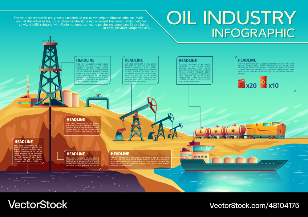 Oil industry extraction infographics Royalty Free Vector