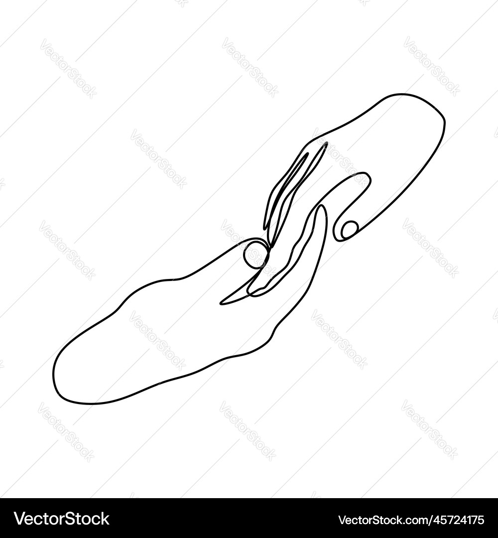 One line drawing holding hands minimalist design Vector Image