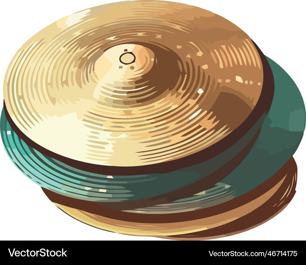 Pile of drum cymbals instruments Royalty Free Vector Image