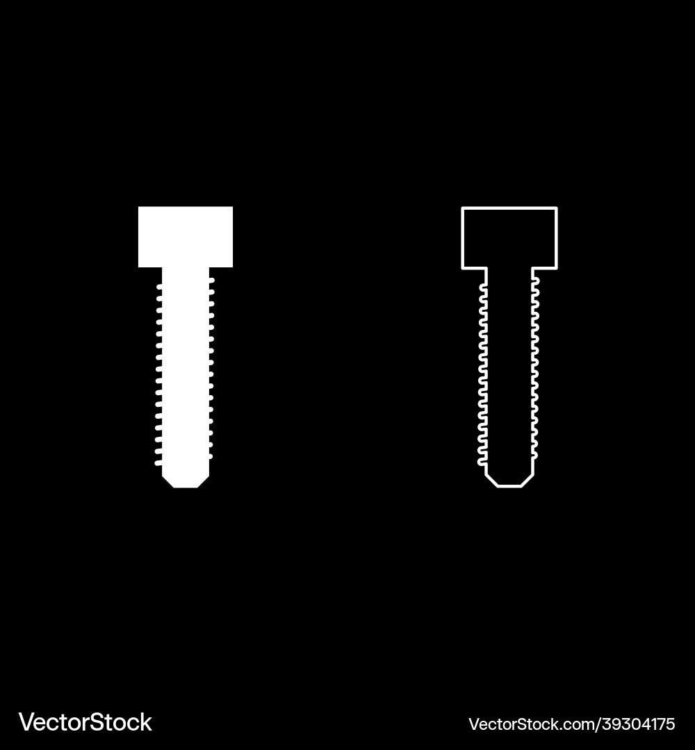 Screw bolt dag icon white color flat style image Vector Image