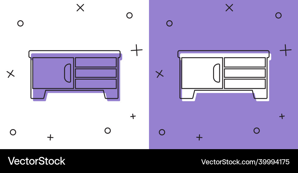 Set tv table stand icon isolated on white Vector Image