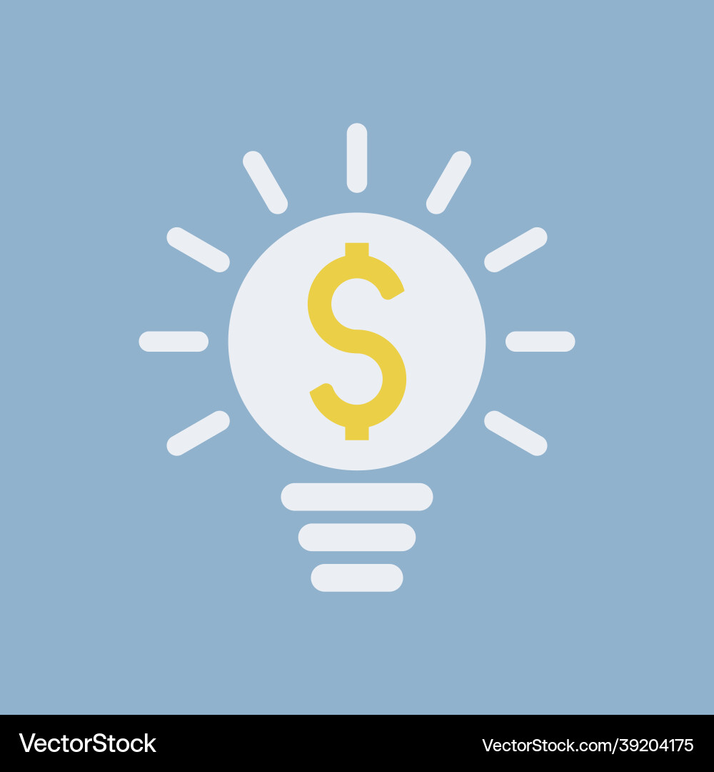 Shinning bright light bulb simple business icon Vector Image