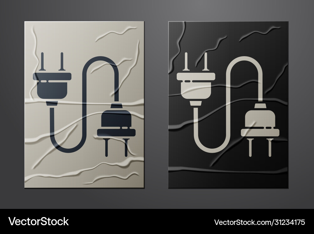 White electric plug icon isolated on crumpled Vector Image