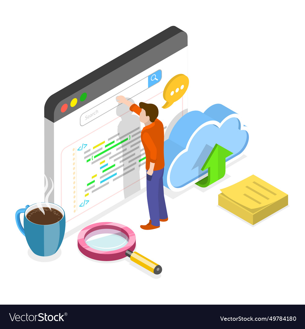 3d isometric flat of software Royalty Free Vector Image