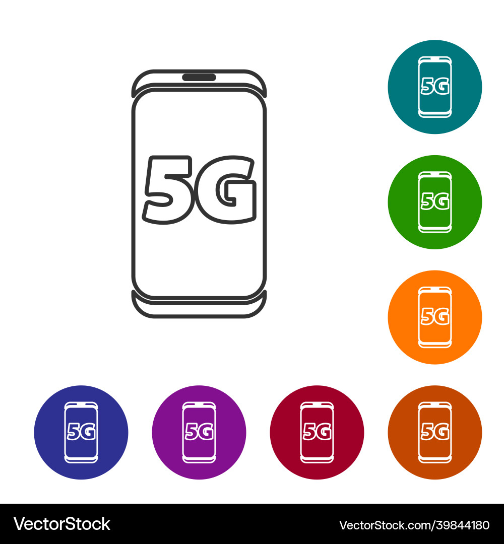 Black line mobile with 5g new wireless internet Vector Image