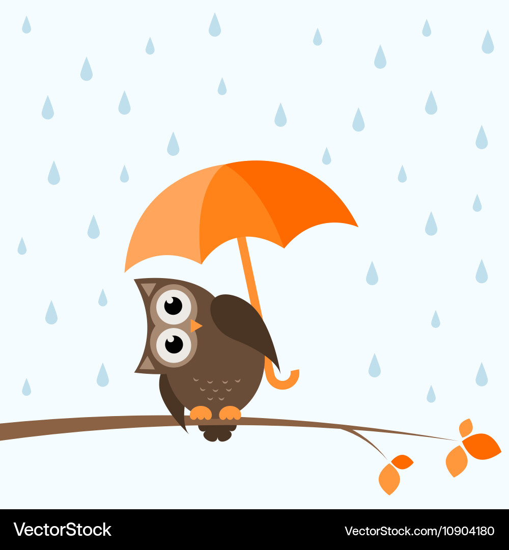 Brown owl on the autumn tree Royalty Free Vector Image