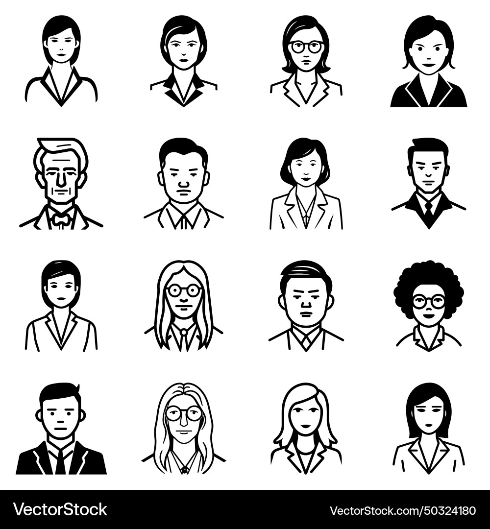 Business people flat icon set isolated on white Vector Image