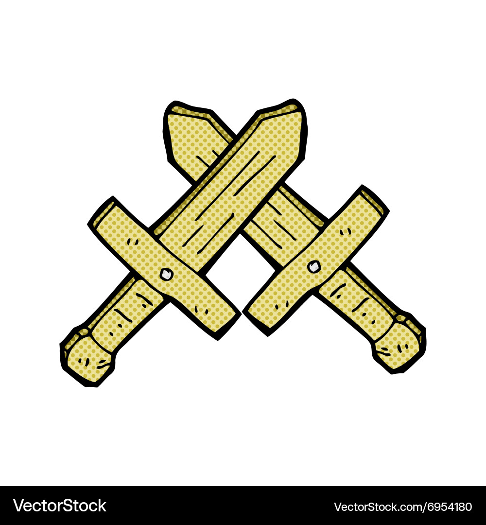 Comic cartoon wooden swords Royalty Free Vector Image