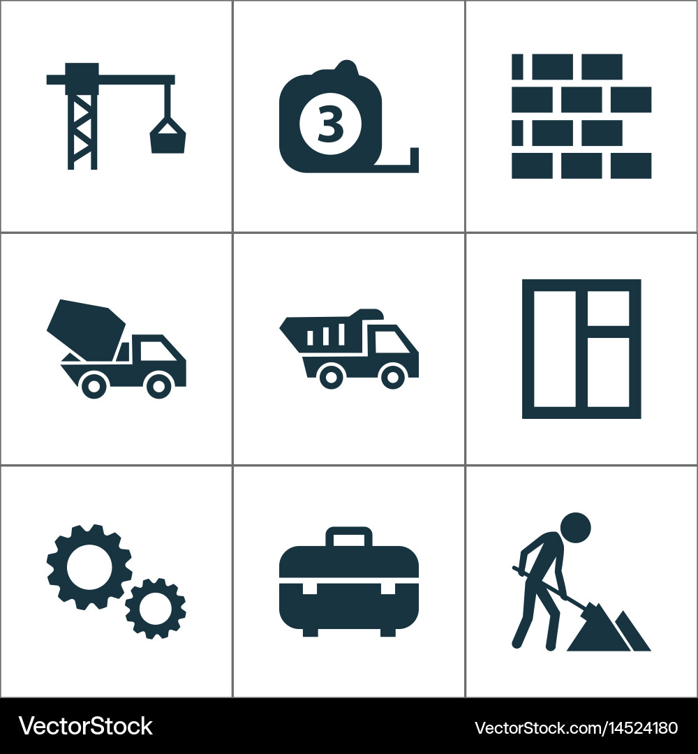 Construction icons set collection of cement Vector Image