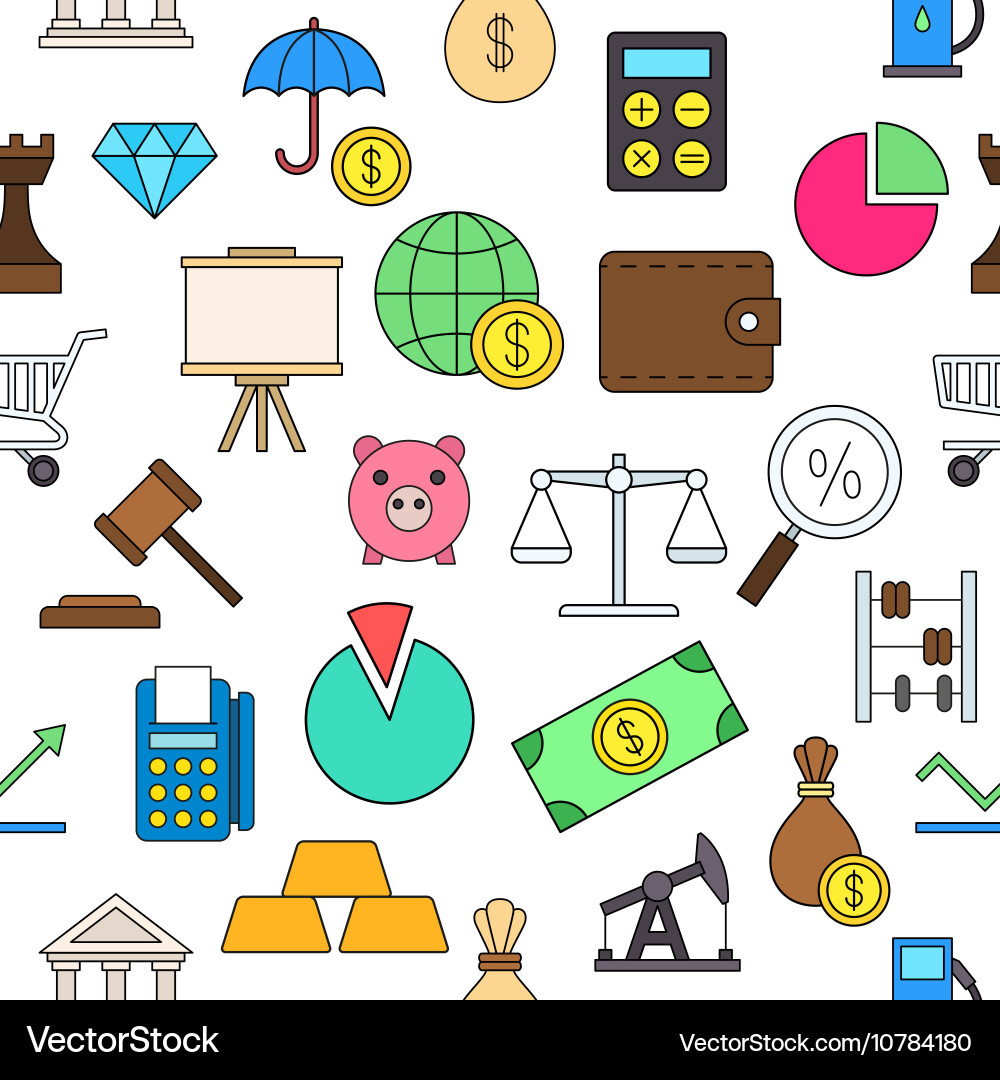 Economy colorful pattern icons Royalty Free Vector Image