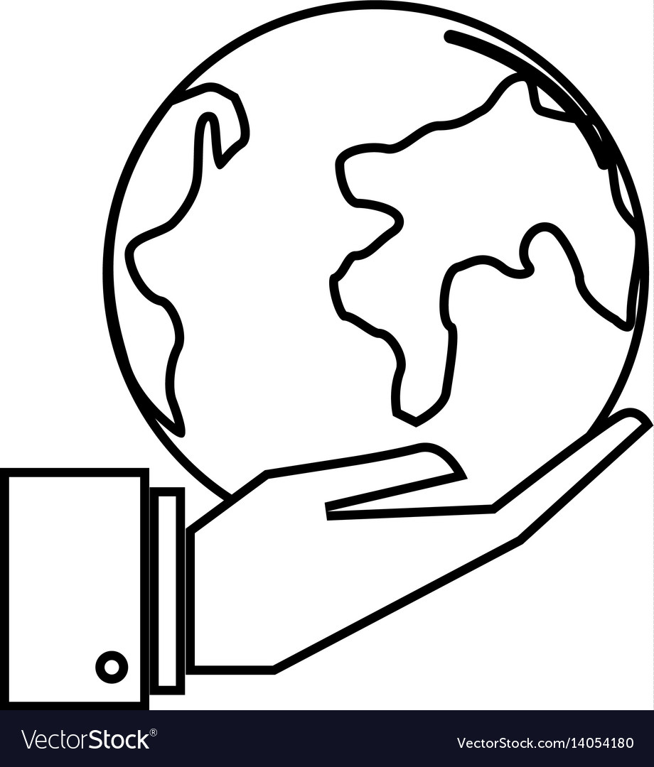 Figure earth planet in hand icon Royalty Free Vector Image