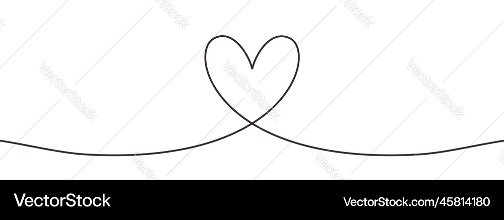 Heart one line drawing minimalist design Vector Image