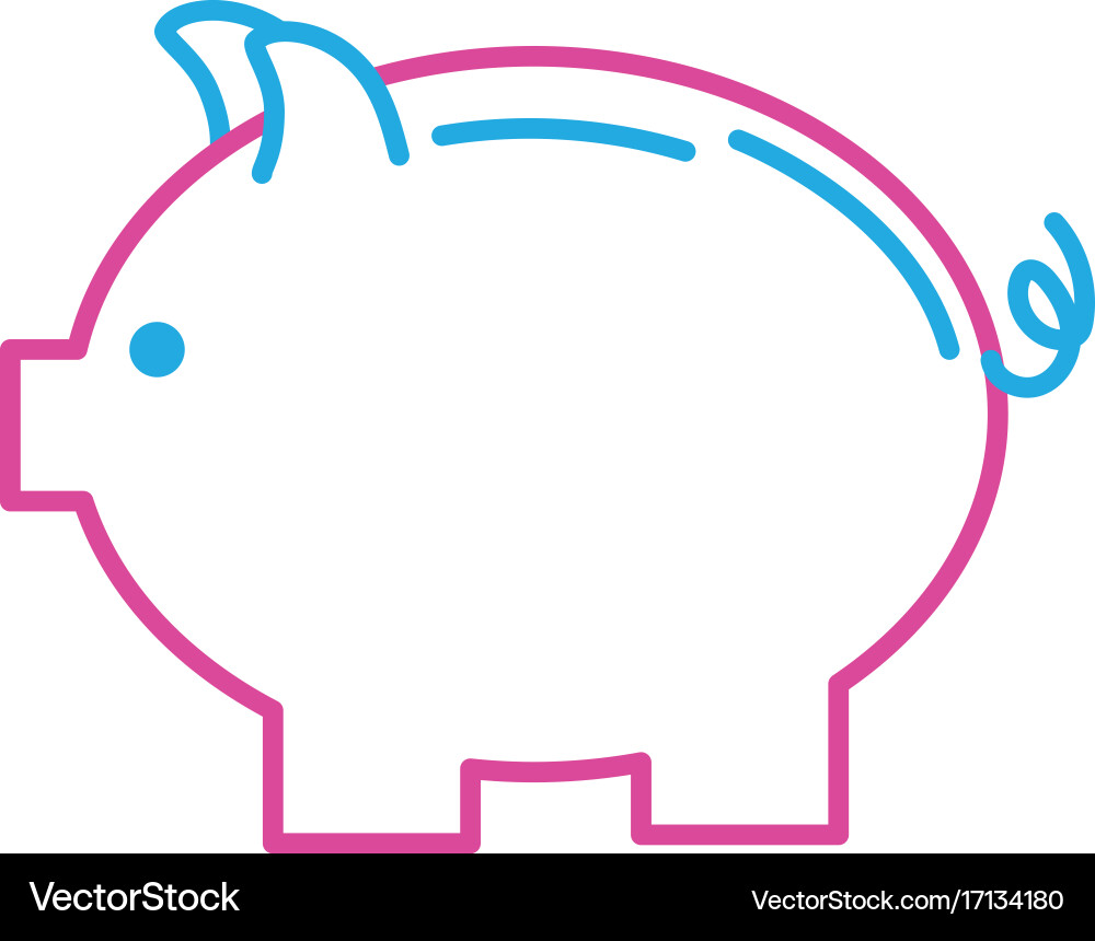 Line nice pig design to save money Royalty Free Vector Image