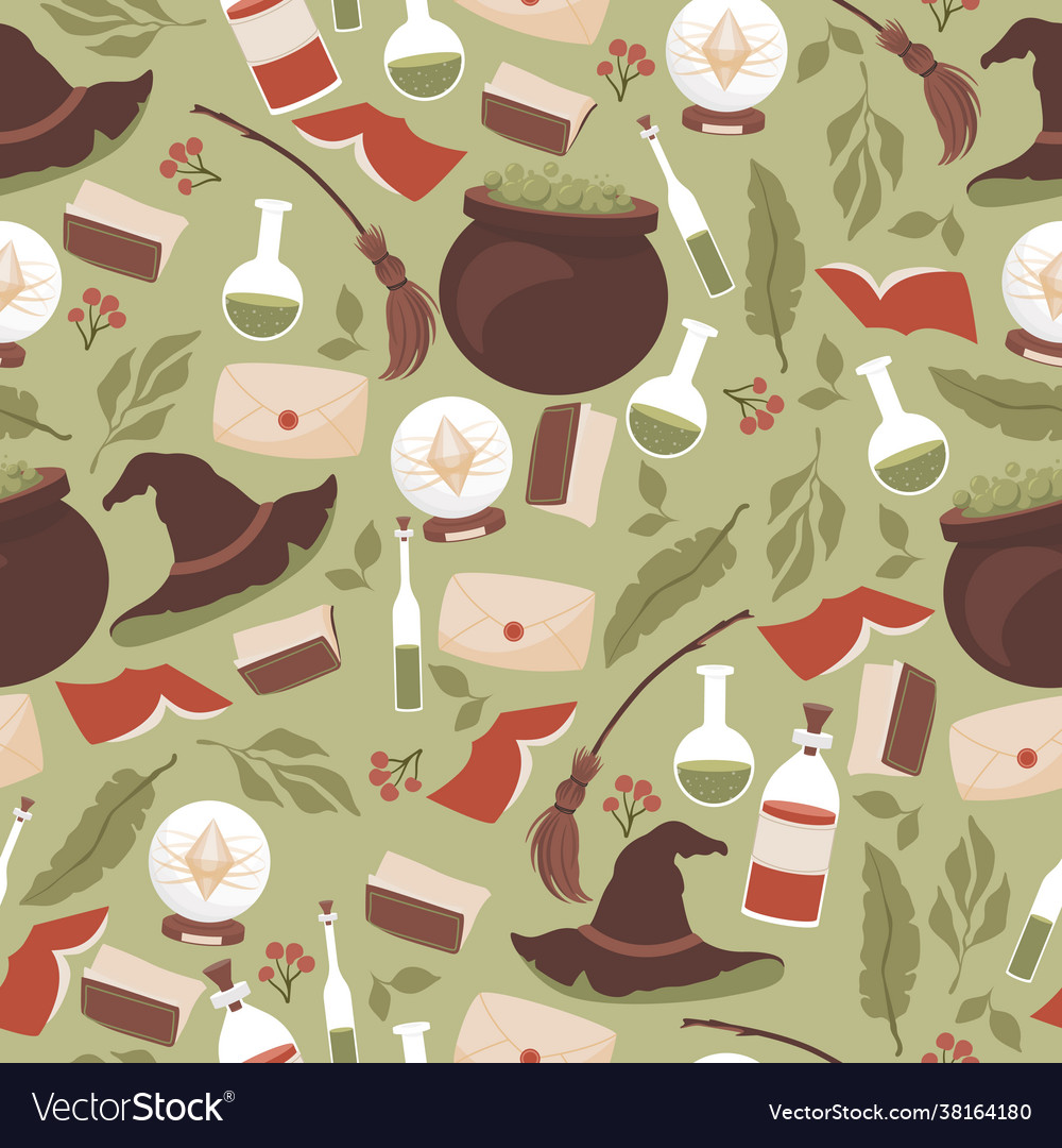 Magic seamless pattern preparing poison Royalty Free Vector