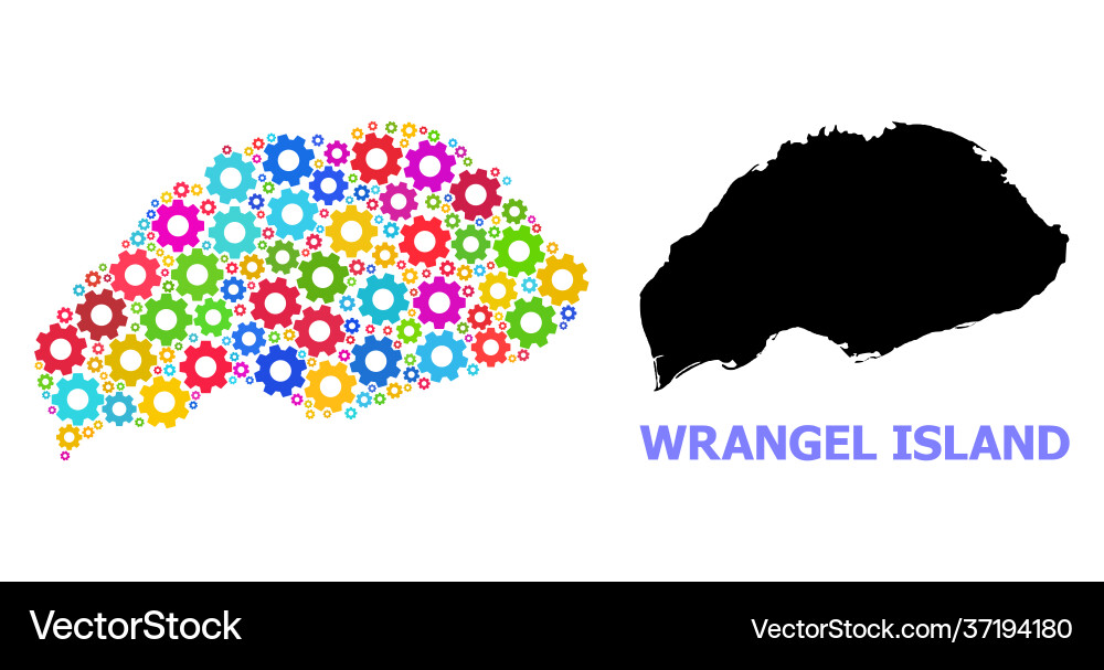 Mechanics collage map wrangel island Royalty Free Vector