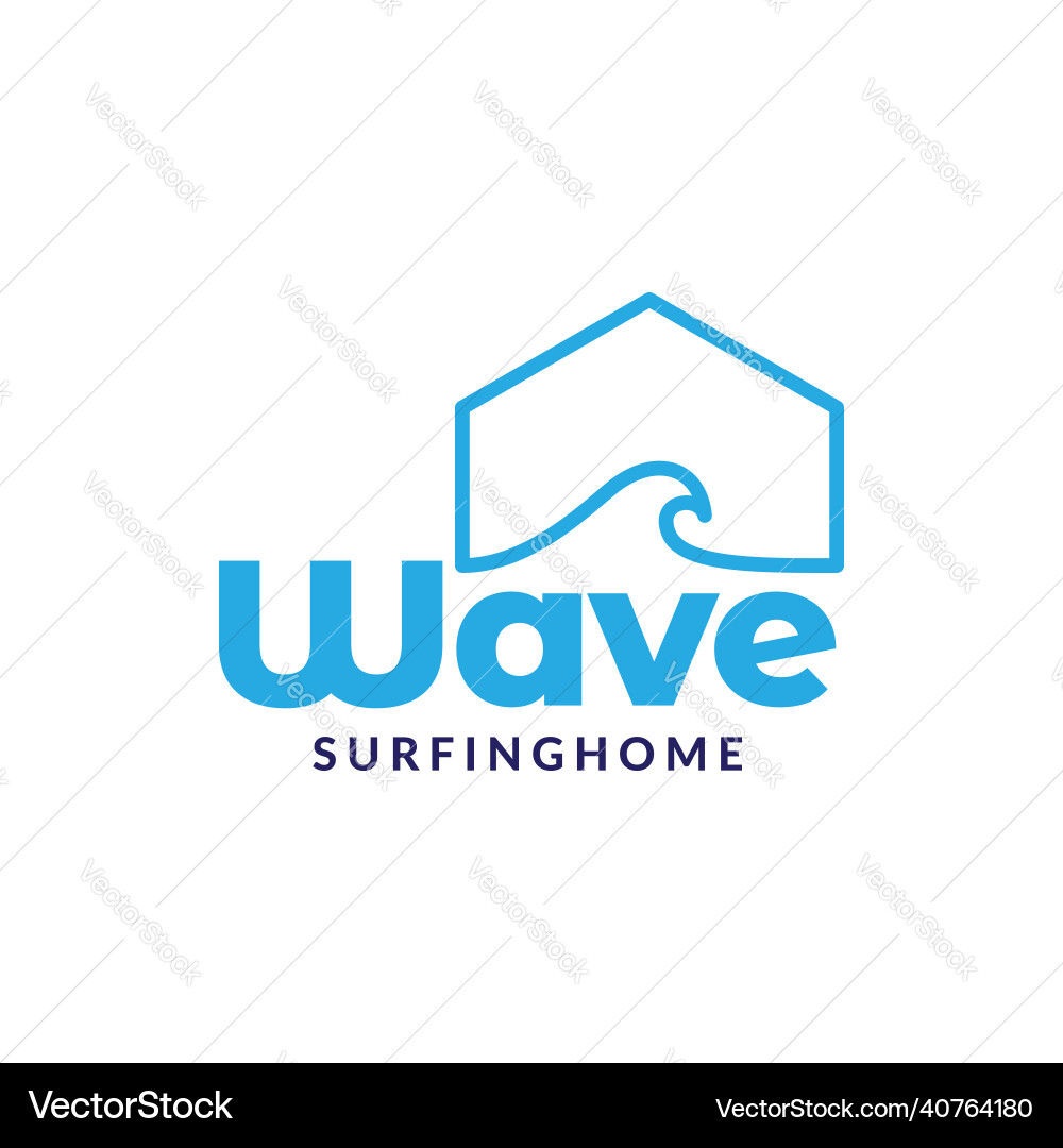 Minimal line home with wave logo design graphic Vector Image