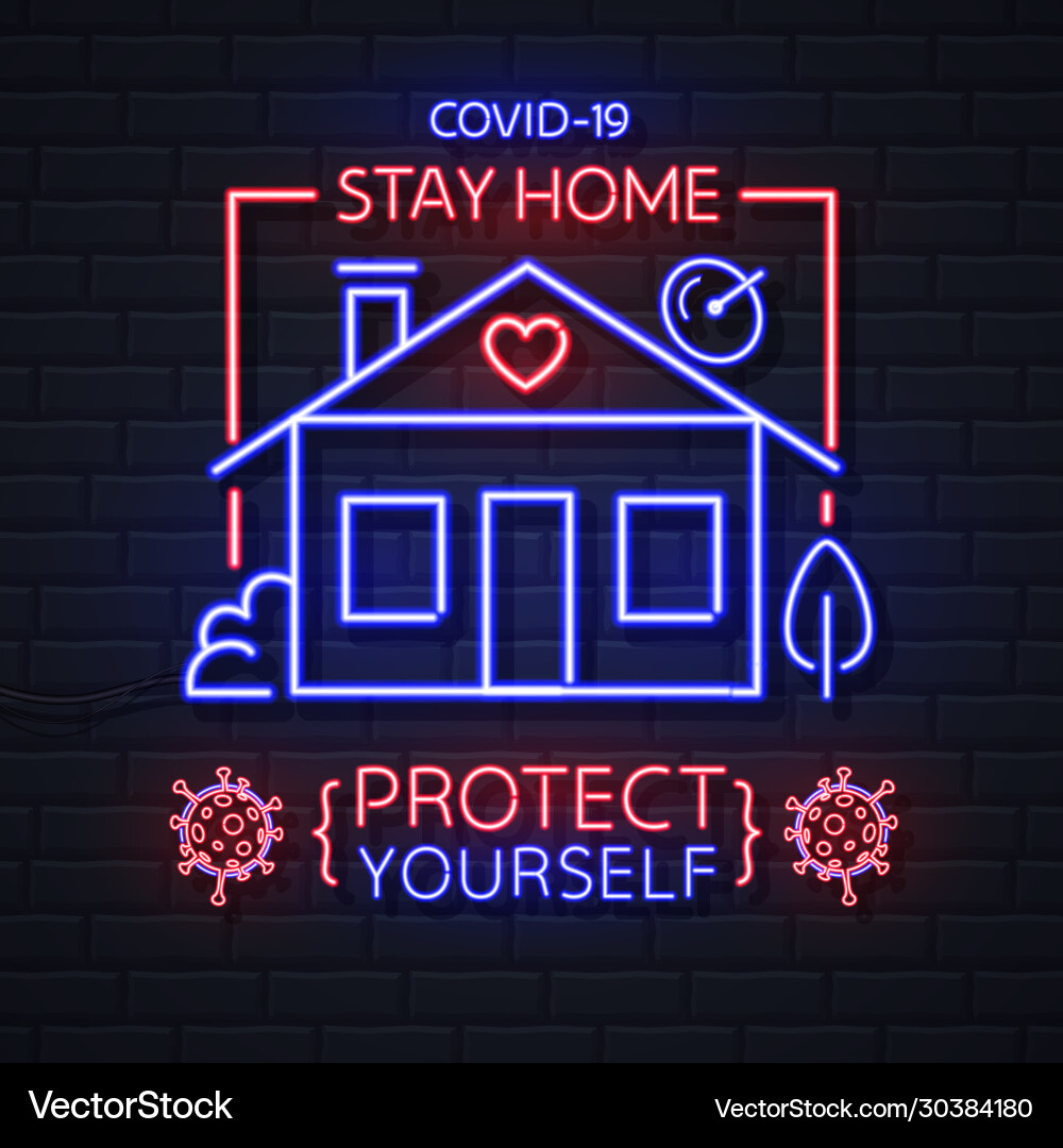 Neon sign covid-19 protection methods coronavirus Vector Image