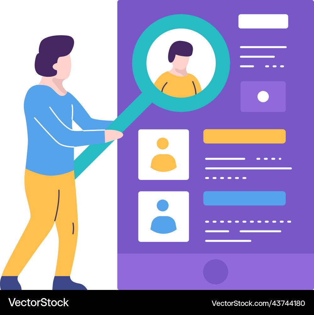 Resume search hiring flat icon isolated Royalty Free Vector