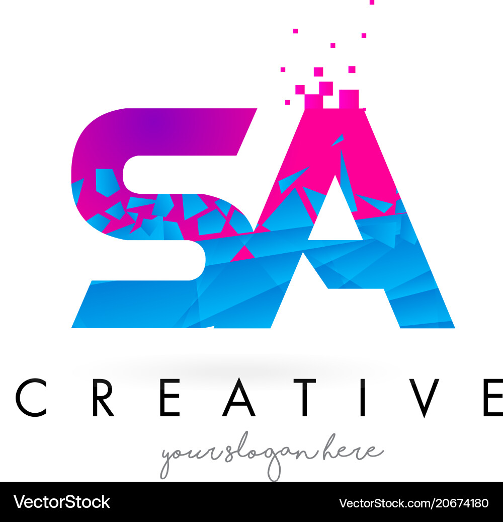 Sa s a letter logo with shattered broken blue Vector Image