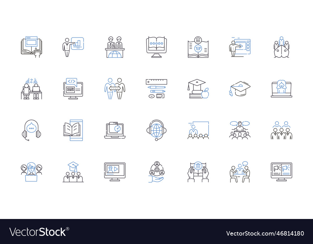 Schooling line icons collection education Vector Image Schooling line icons collection education Vector Image