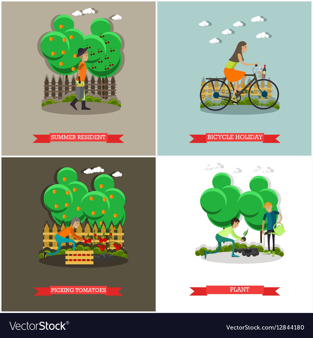 Set of gardening concept posters banners Vector Image