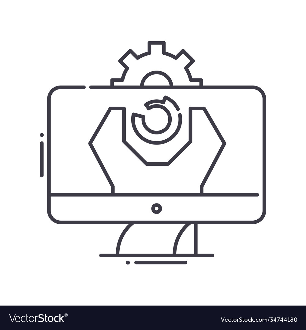 System update icon linear isolated Royalty Free Vector Image