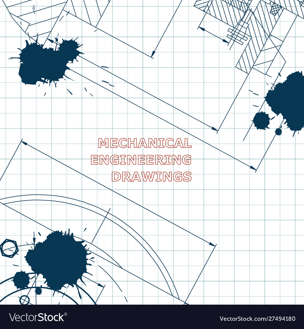 Technical draft ink blots Royalty Free Vector Image