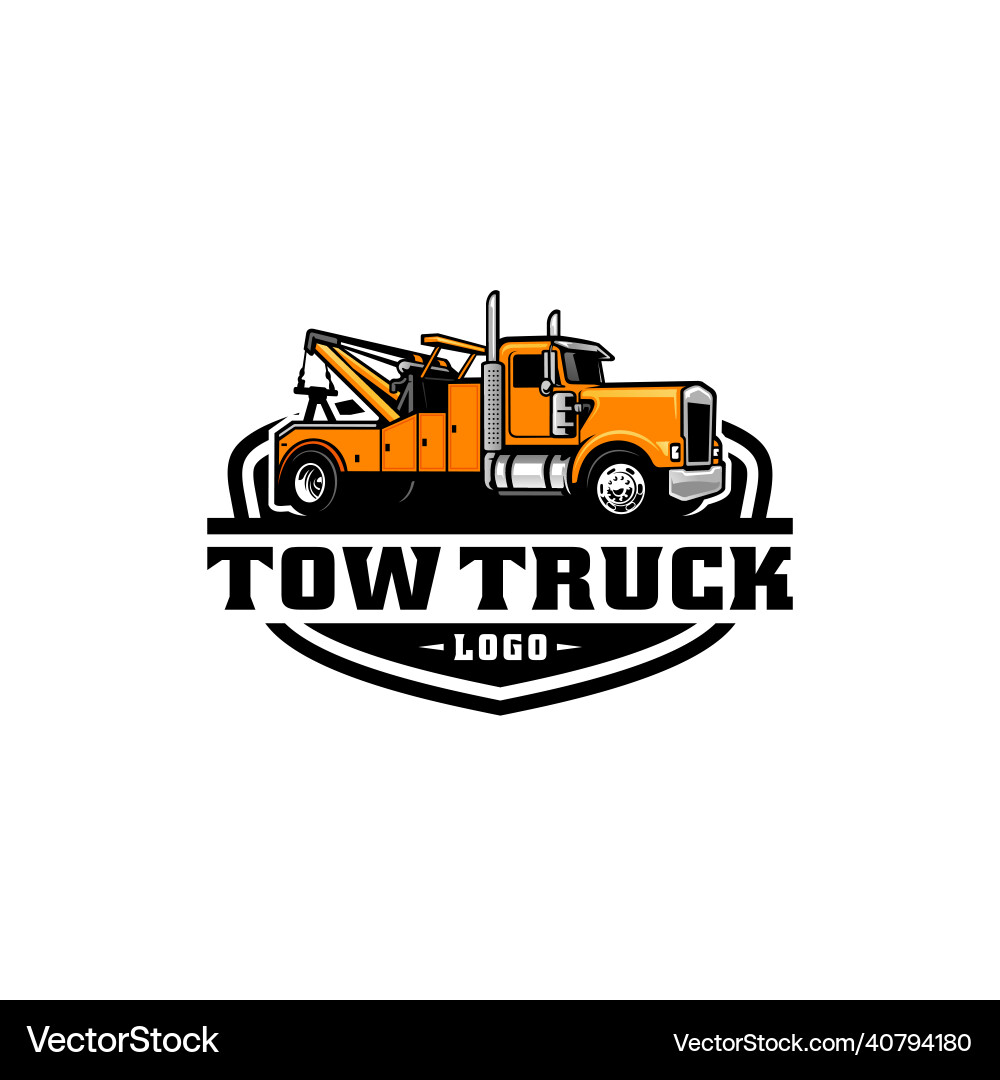 Towing truck - service logo Royalty Free Vector Image