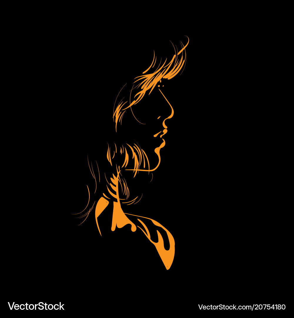 Woman face silhouette in backlight Royalty Free Vector Image