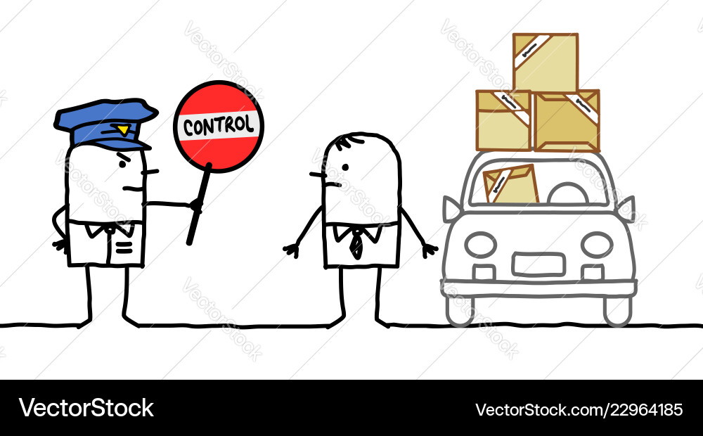 Cartoon characters - police control packs Vector Image