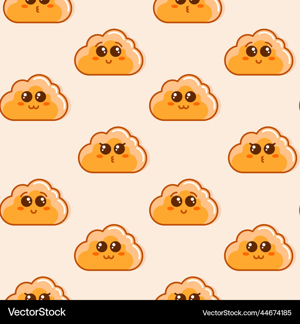 Cute cartoon seamless pattern with funny clouds Vector Image