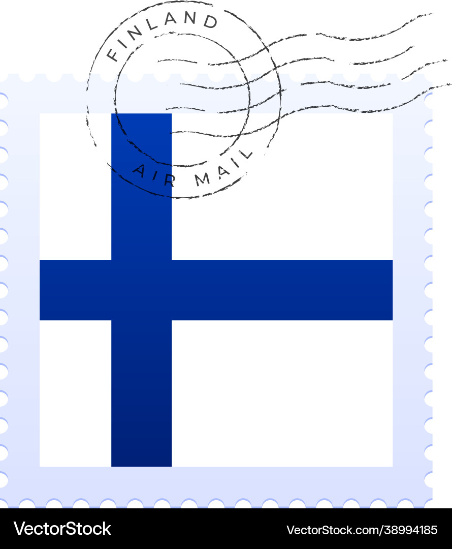 Finland postage mark national flag postage stamp Vector Image
