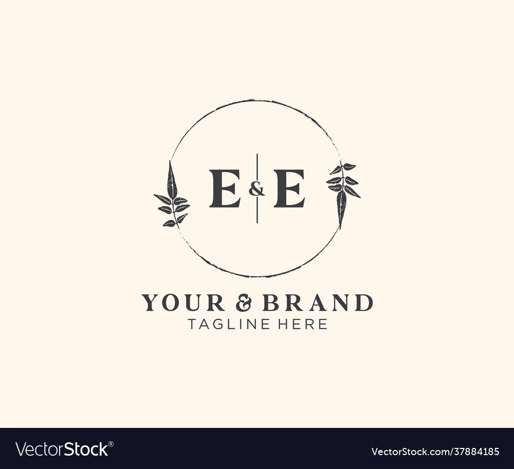 Initial ee letters floral frames botanical Vector Image Initial ee letters floral frames botanical Vector Image