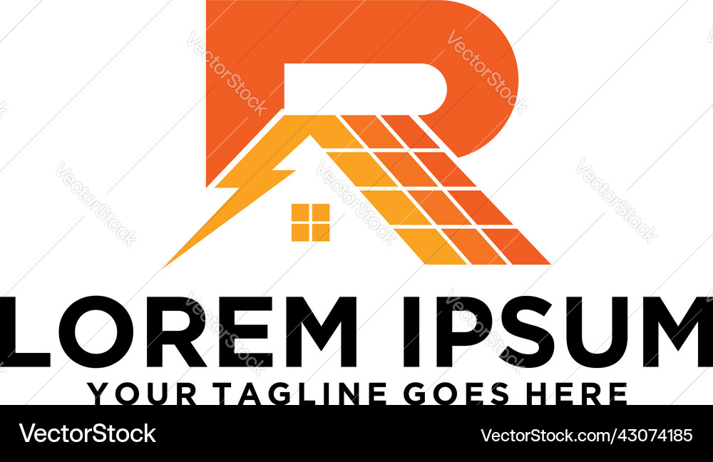 Letter r house energy logo Royalty Free Vector Image